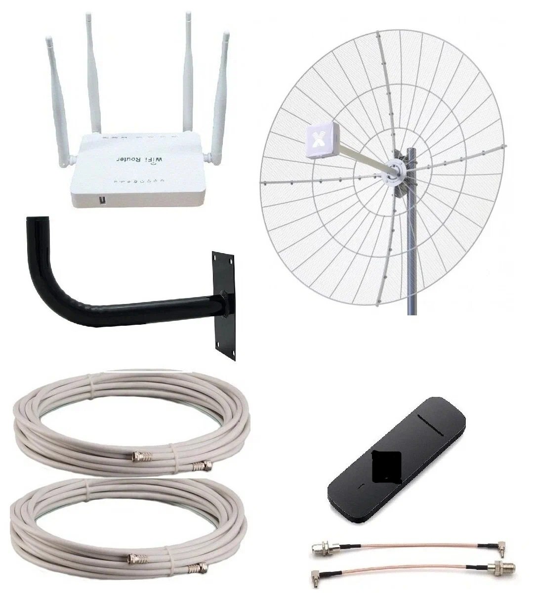 Готовый комплект для усиления мобильного 3G 4G LTE интернета на даче, за городом с самой мощной 3G 4G/LTE антенной Antex Vika-27f mimo 27dBi и кабелем