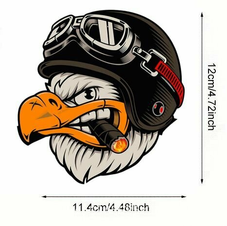 Байкерская наклейка "Орёл в шлеме" Левая, 11 х 12 см