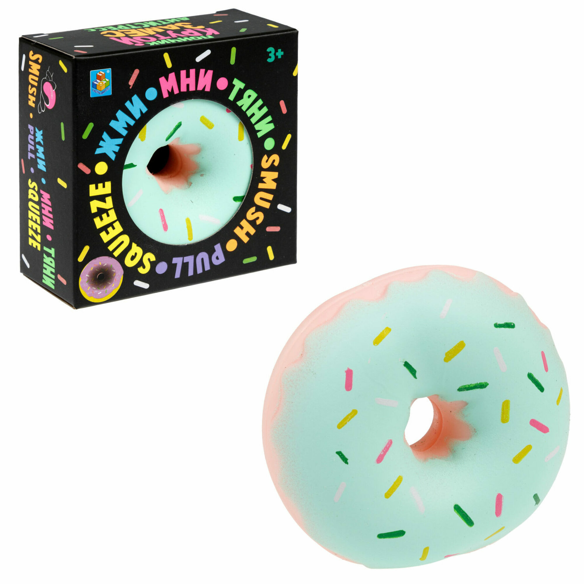 Игрушка антистресс Крутой замес 1TOY пончик голубой 1шт для рук, растягивающаяся, мялка, тянучка