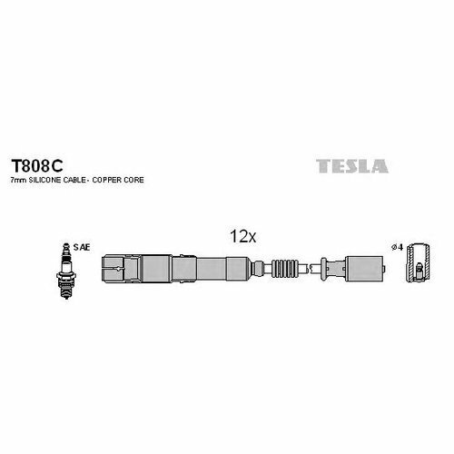 Комплект проводов зажигания Tesla t808c для Chrysler Crossfire; Mercedes C-CLASS CL203, S202, S203, W202, W203, CLK A208