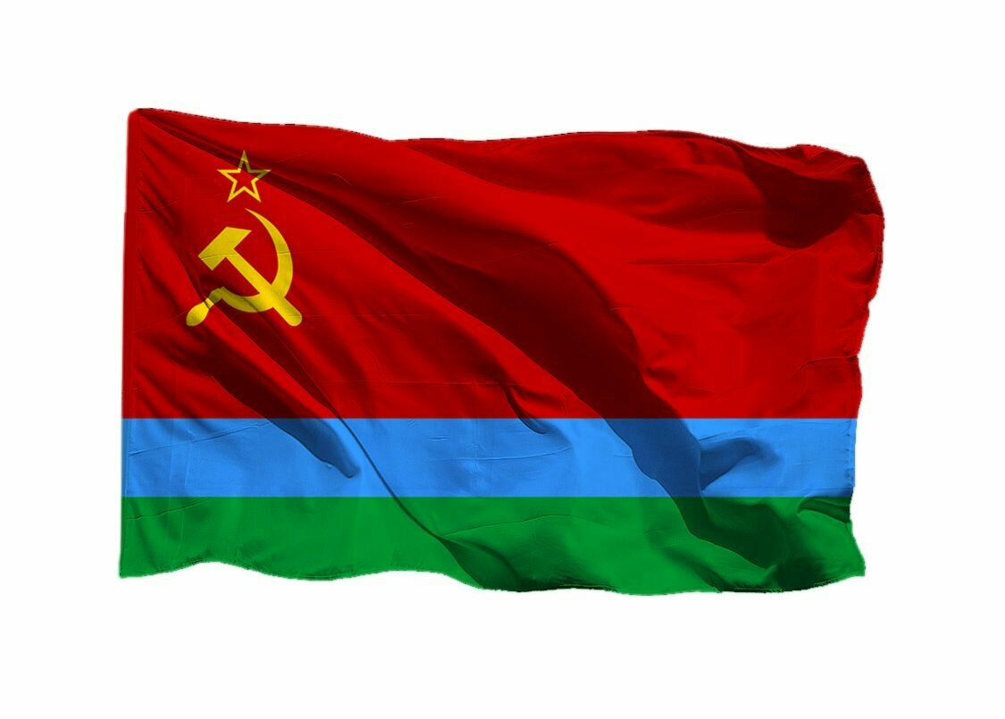 Флаг Карело-Финская ССР 1953 1956 гг 70х105 см на шёлке для ручного древка