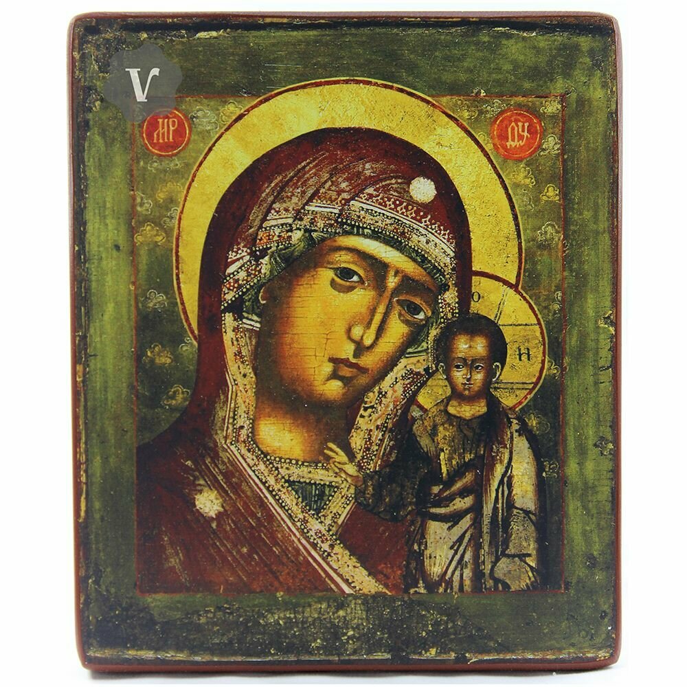 Икона Божией Матери Казанская, деревянная иконная доска, левкас, ручная работа