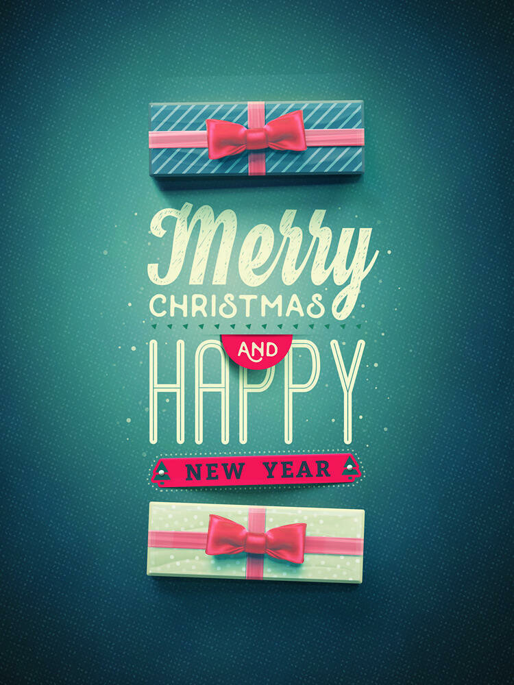 Постер новогодний для интерьера на стену (60х90 см). Merry Christmas and Happy New Year