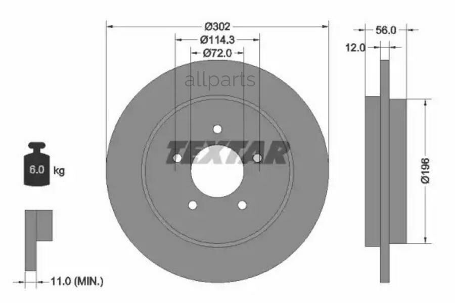 TEXTAR 92197803 92197803 диск тормозной задний!\ Mazda RX-8 1.3 03-08