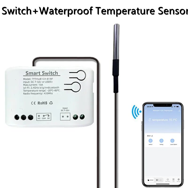 Умный переключатель температуры Wi-Fi, 85-250V
