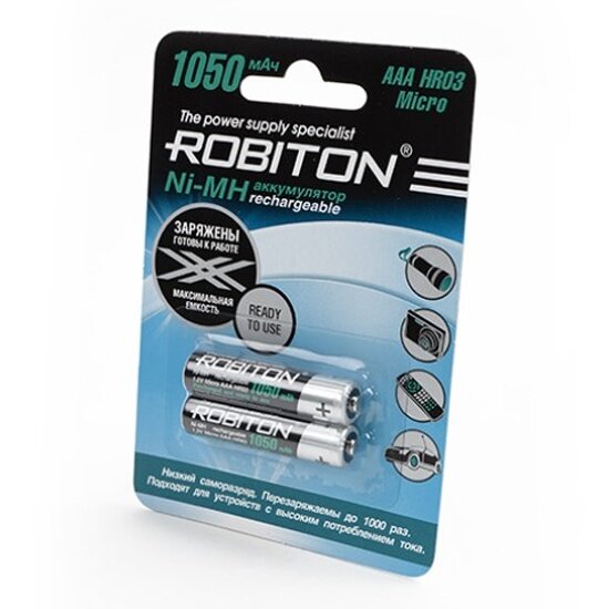 Аккумулятор Robiton LR03 AAA 1050 mAh R2U (уп 2 шт)