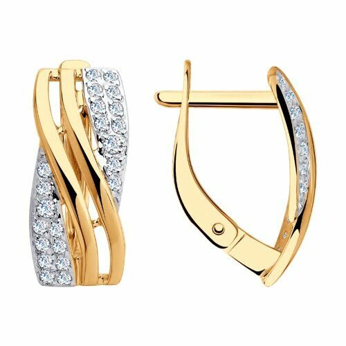 Серьги, красное золото, 375 проба, фианит