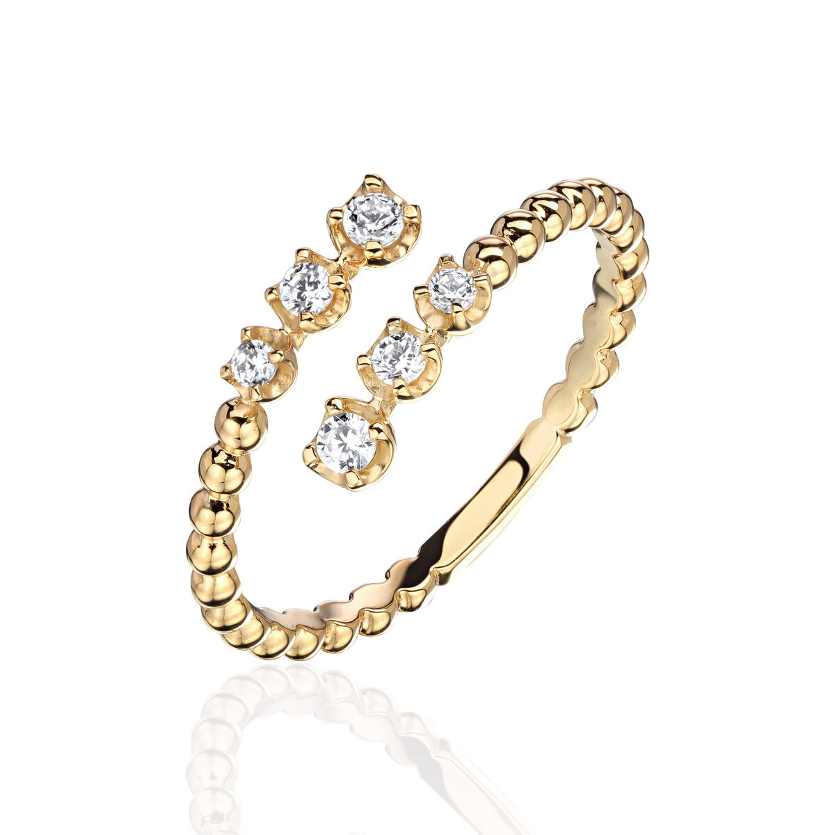 Кольцо, желтое золото, 585 проба, фианит