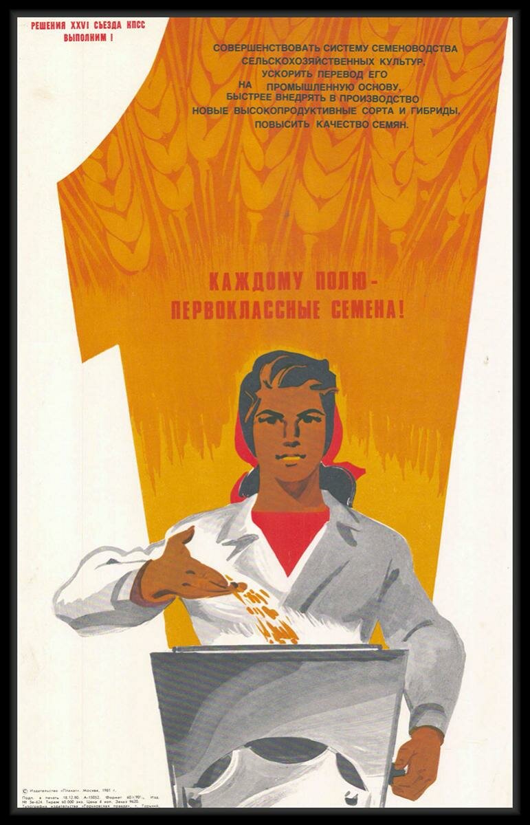 Советский плакат овощеводство растениеводство; Антиквариат 1980 г; Декор настенный винтажный 27/43 см.
