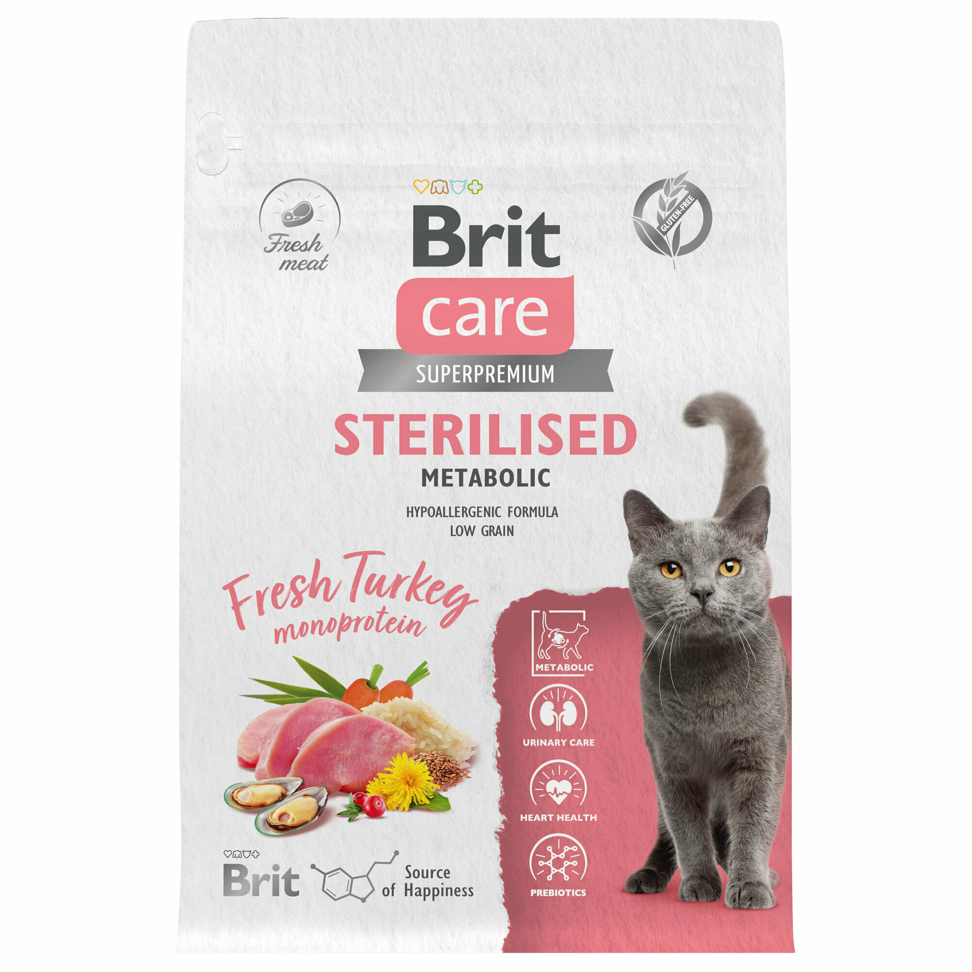 Brit Care Cat Sterilised Metabolic сухой корм для для стерилизованных кошек, с индейкой - 400 г
