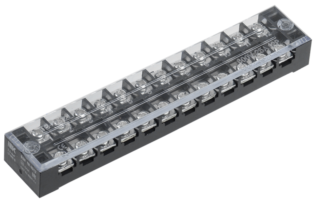 Блок зажимов IEK / ИЭК БЗН ТВ-2512 наборный, трехфазная установка в корпусе из пожаробезопасного карболита, черный, 2.5мм2, 25А, 12 пар контактов / электрика