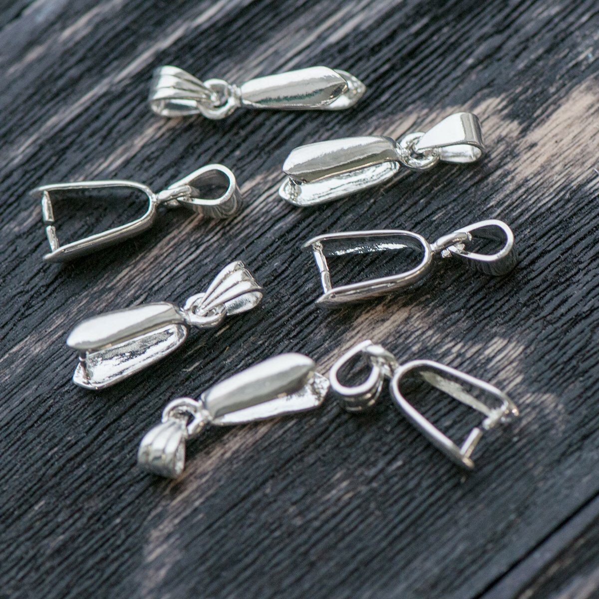 Бейл держатель для кулона подвески 5 шт, цвет серебро, размер 25х9 мм