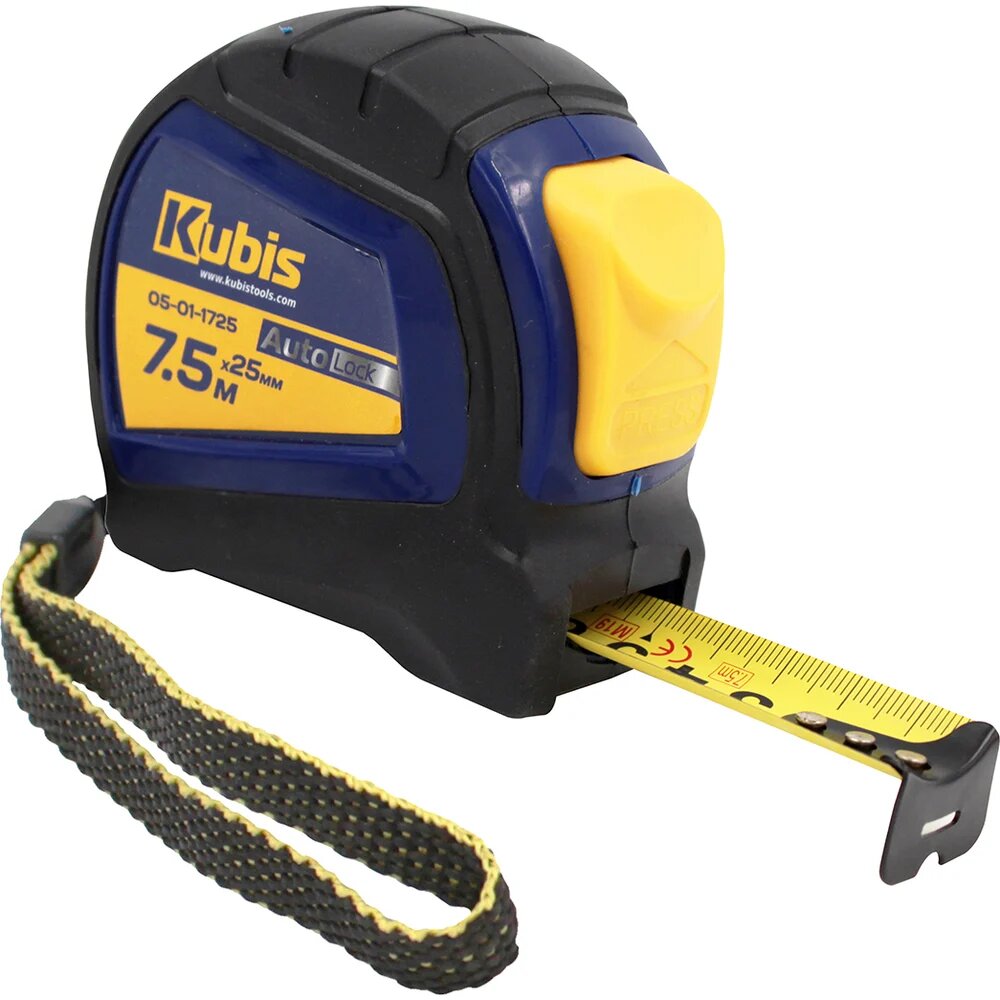 Рулетка измерительная KUBIS 7.5 м25 мм AutoLock-1725, для проведения линейных замеров