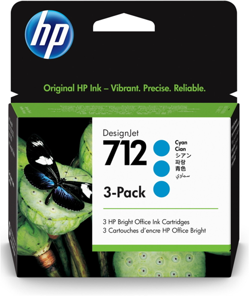 HP Картридж Cartridge HP 712 для DJ T230/T630/T650/Studio, голубые, тройная упаковка 3ED67A (3*29мл)