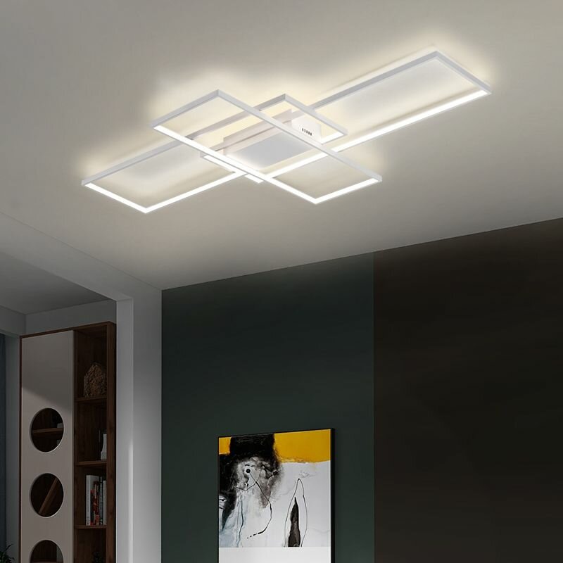 Современная гостиная, спальня, украшение, потолочные светильники, белая и черная светодиодная лампа с дистанционным управлением и затемнением