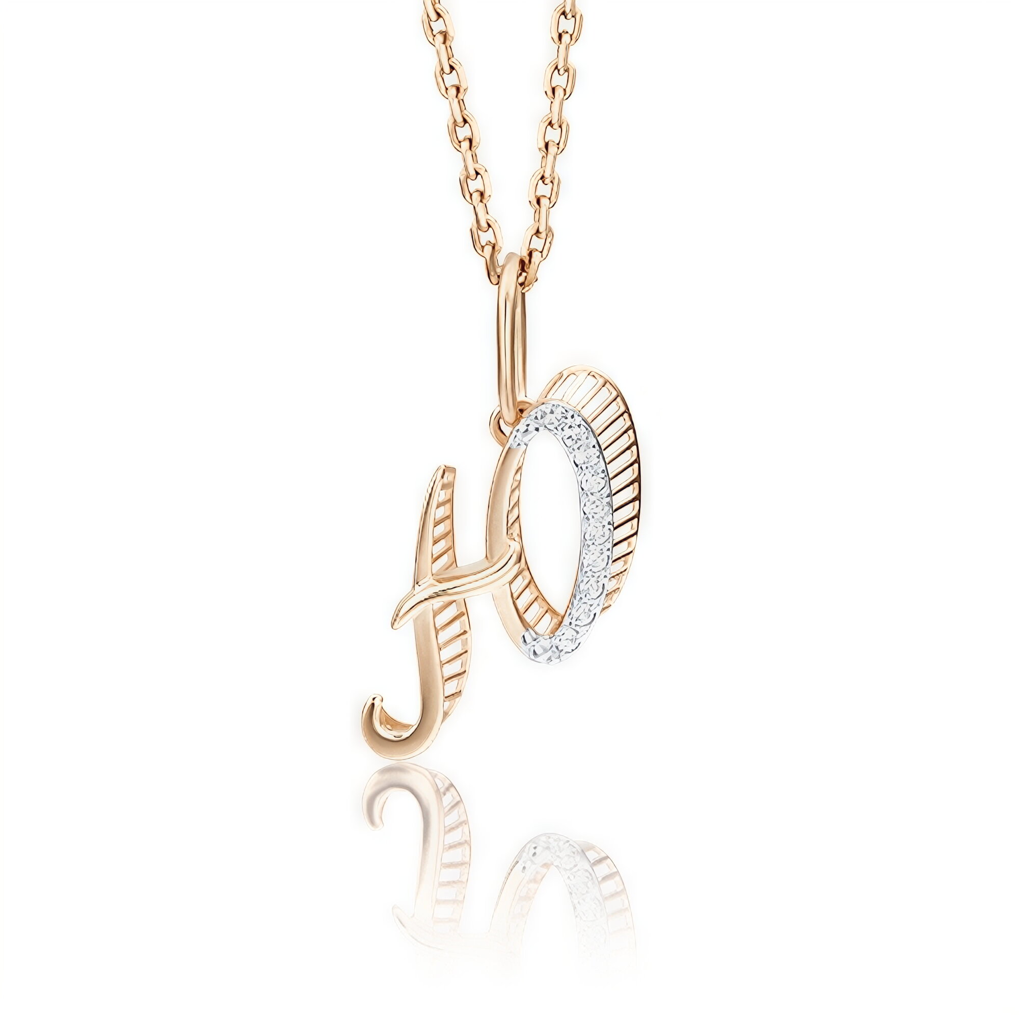 Подвеска, красное золото, 585 проба, фианит