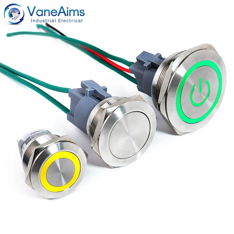 Переключатель VaneAims 25 мм Power-Blue, 15А, 3-50V (1NO), Silver-Latching