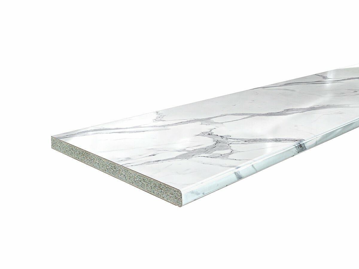 Столешница Hard-38U Прямая (упак.), Гранит белый глянец, 38*3050*600 мм