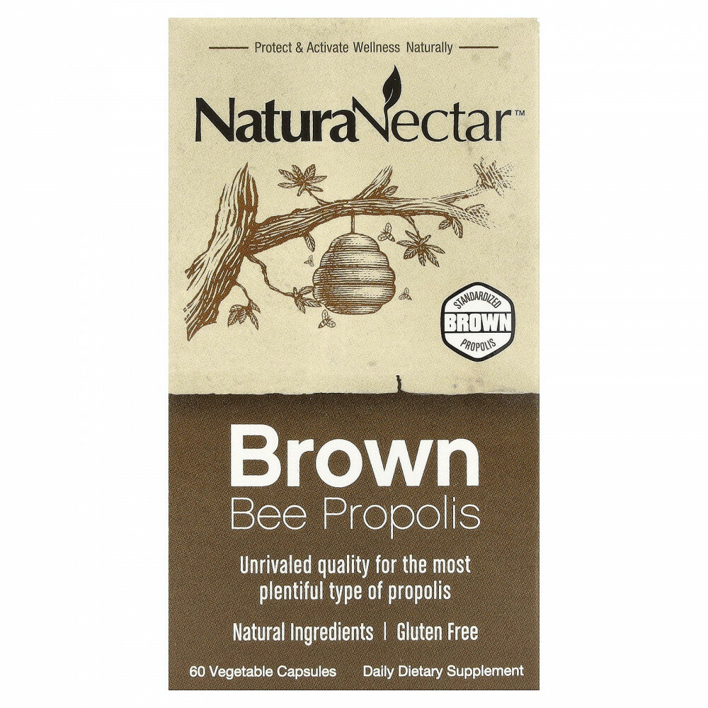 NaturaNectar, Brown Bee Propolis, 60 вегетарианских капсул