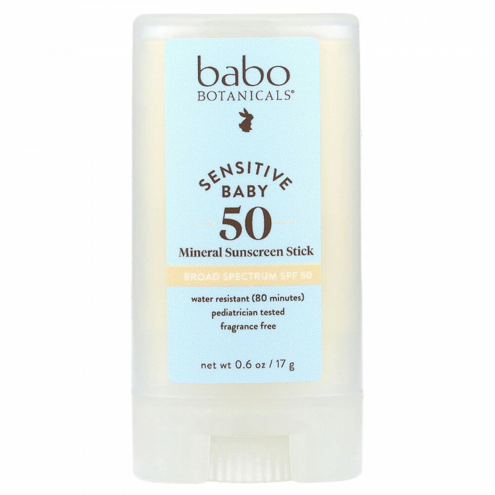 Babo Botanicals, Sensitive Baby, минеральное солнцезащитное средство-стик, SPF 50, без отдушек, 17 г (0,6 унции)