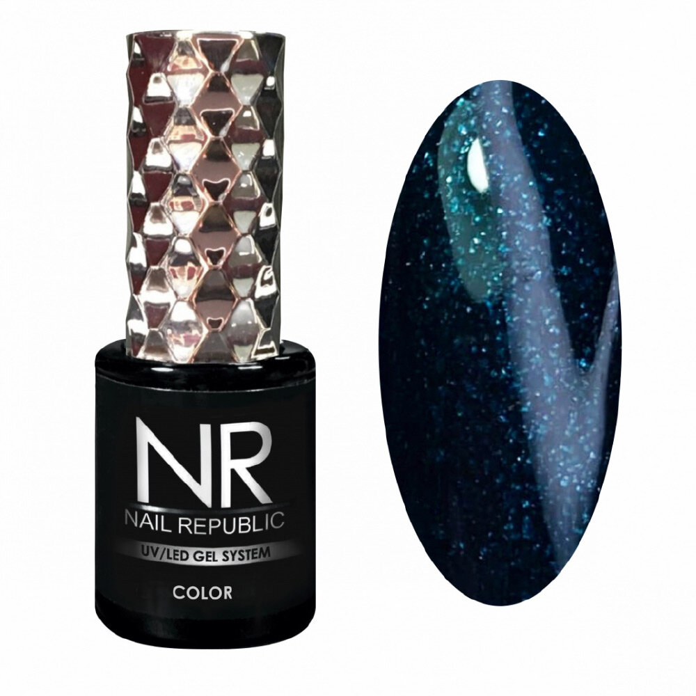 Гель-лак для ногтей Nail Republic №399, Мерцающий бирюзовый салют, 10 мл
