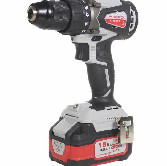 Дрель-шуруповерт аккумуляторная ИНТЕРСКОЛ ДА-13/36В 90 Li-ion АПИ бесщеточная (36В, кейс, 2АКБ*2.0Ач, ЗУ) 861.2.2.70