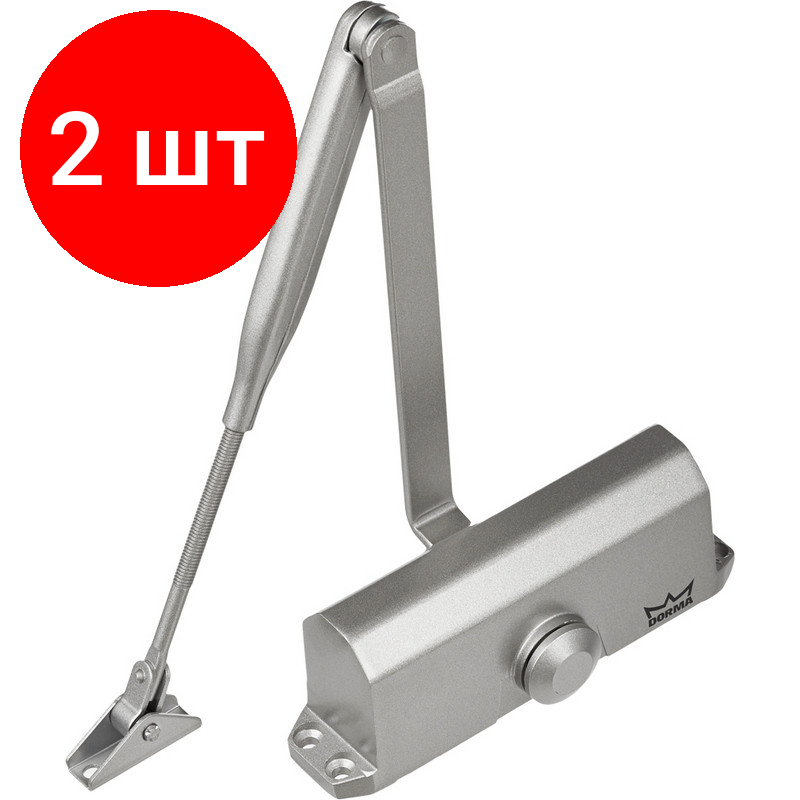 Комплект 2 штук, Доводчик на дверь Dormakaba TS 77 EN2, с рыч. тягой, до 40кг, серебро(76040101)