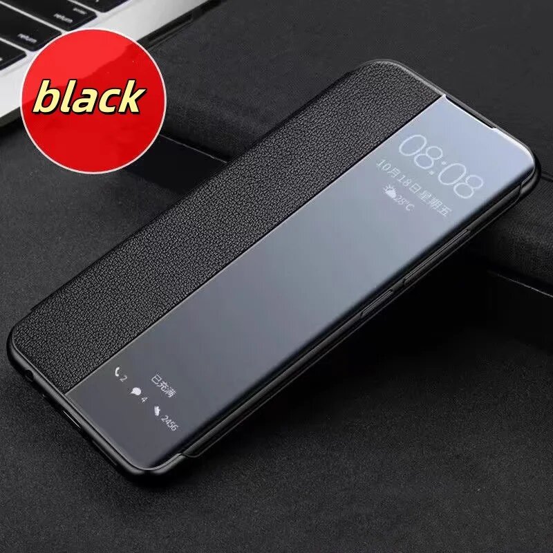 Ультратонкий откидной чехол с окном для Huawei Honor 20 Pro 20s black, Honor 20 20S