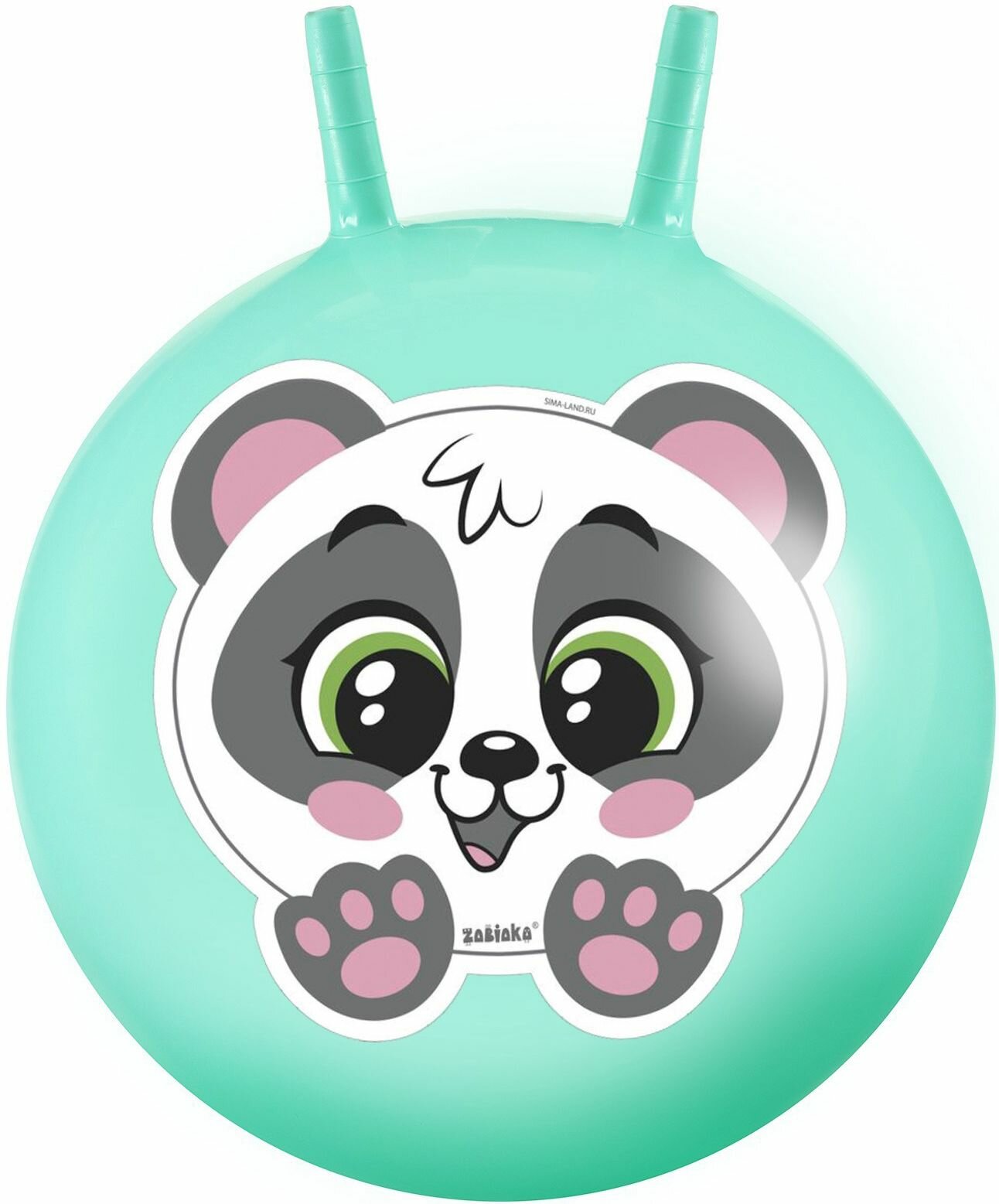 Мяч - прыгун с рожками "Панда" надувной, прыгалка для детей, развивающая игрушка-тренажер для спортивных занятий и подвижных игр, диаметр 45 см, нагрузка до 50 кг, цвет бирюзовый