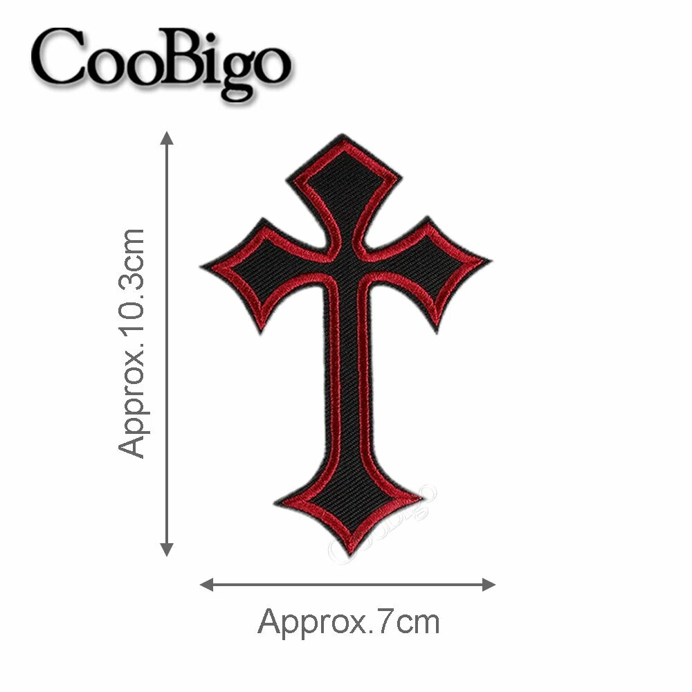 Нашивка вышитая крест CooBigo, черный, 10.3x7 см