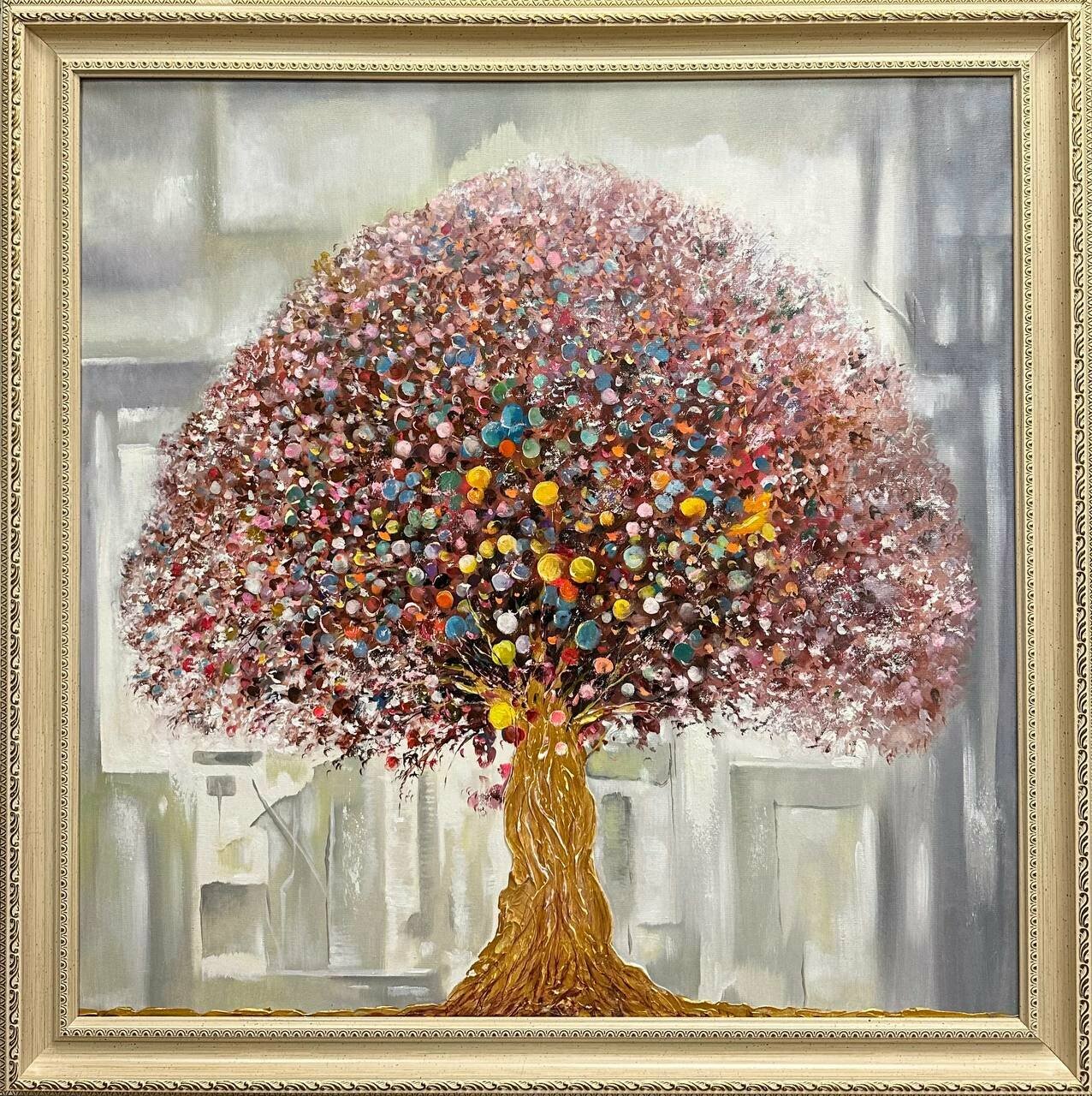 Картина маслом на холсте, абстракция, современные картины "Дерево жизни"