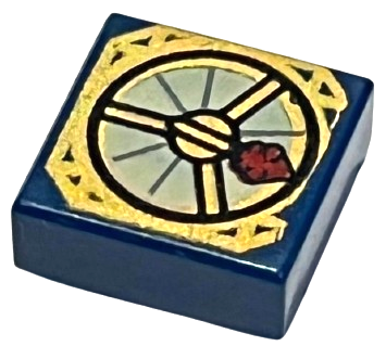 Tile 1 x 1 with Magic Compass with Thick Dark Red Needle Pattern, 3070pb052 Dark Blue U