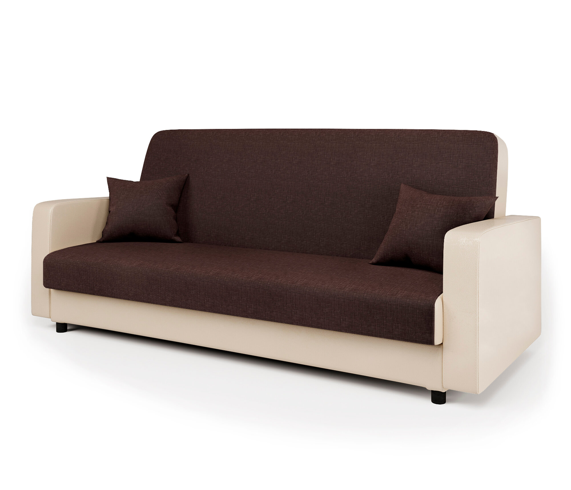 Диван-кровать Шарм-Дизайн Мелодия 120х190 см, диван раскладной, книжка, рогожка шоколад и экокожа бежевый