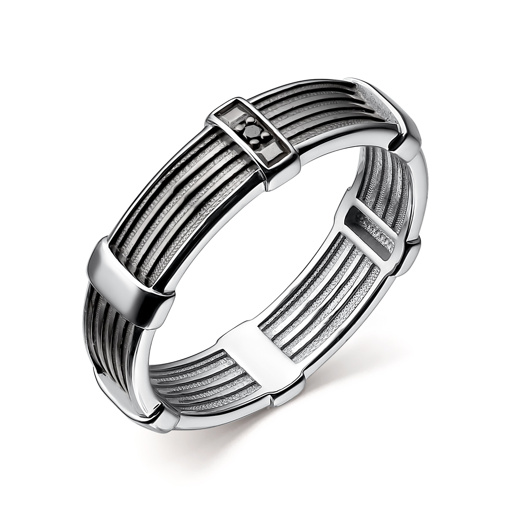 Кольцо, серебро, 925 проба, родирование, бриллиант