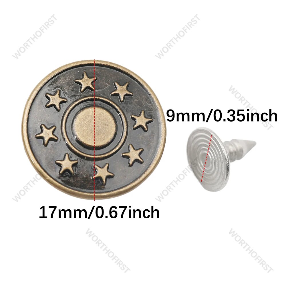 Латунные пуговицы для джинсов 17 мм, 20шт, Flatback-17mm-14