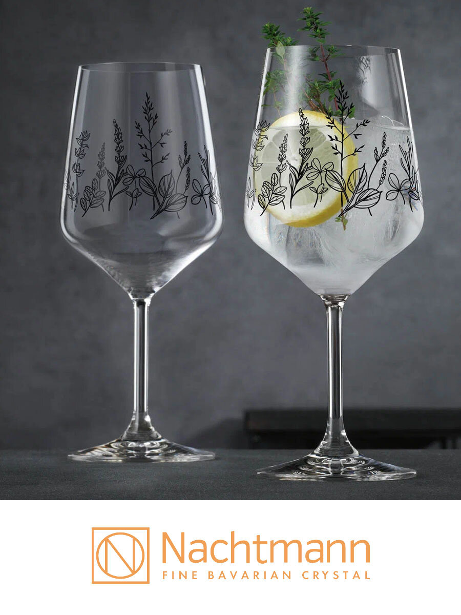 Набор бокалов 630 мл Nachtmann Tattoo, черный декор, бессвинцовый хрусталь