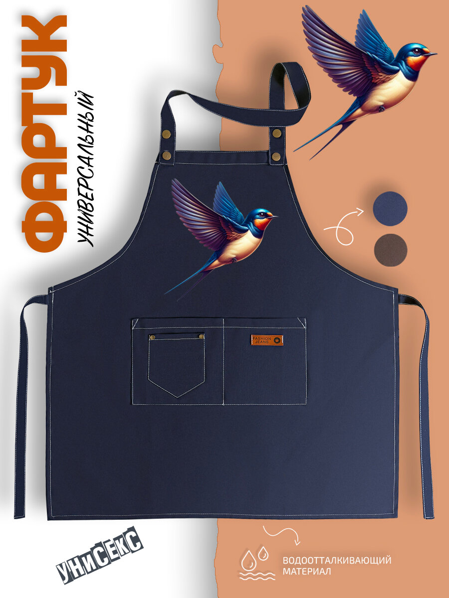 Фартук кухонный деревенская ласточка универсальный с принтом поварской