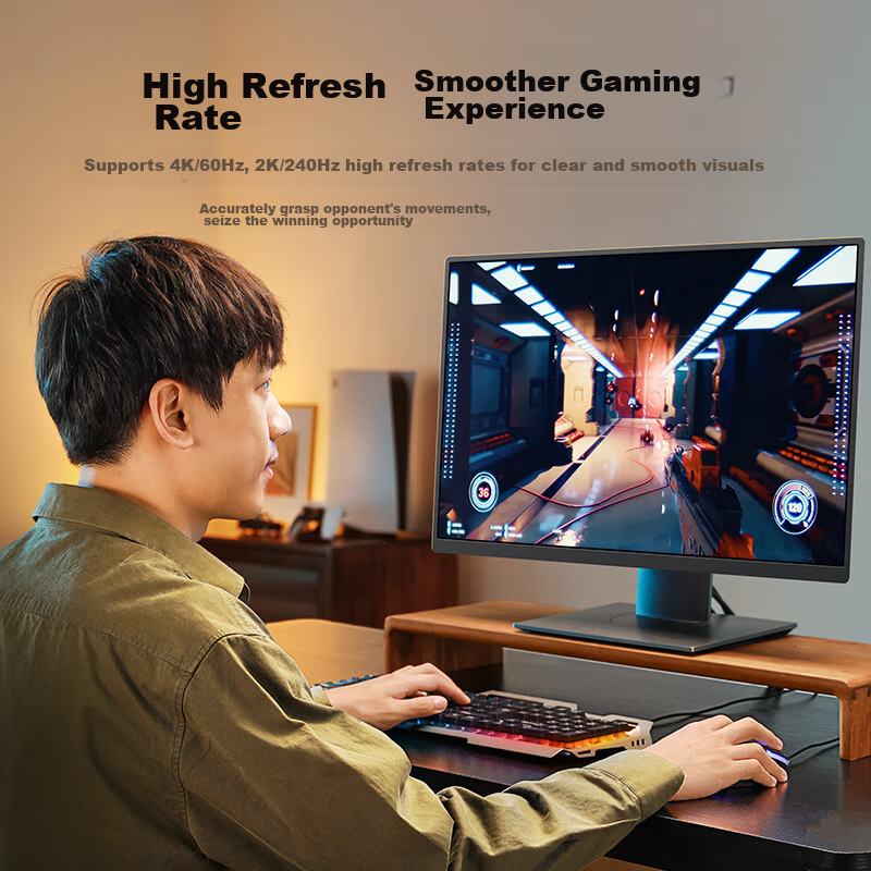 Lulian DP Cable Version 1.2, Video Cable 4K HD DisplayPort 240Hz, Suitable for Laptop Graphics Card, Desktop Computer to Connect Monitor Cable, 1 Meter, 10244