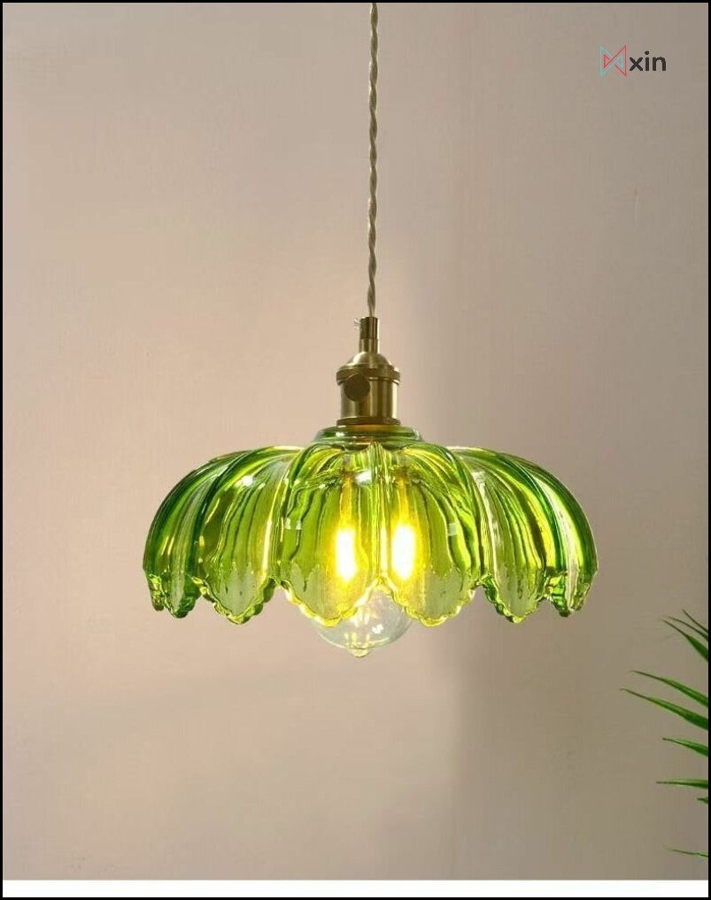 Стеклянная люстра в стиле ретро, E27,1,1,50, зеленый,250