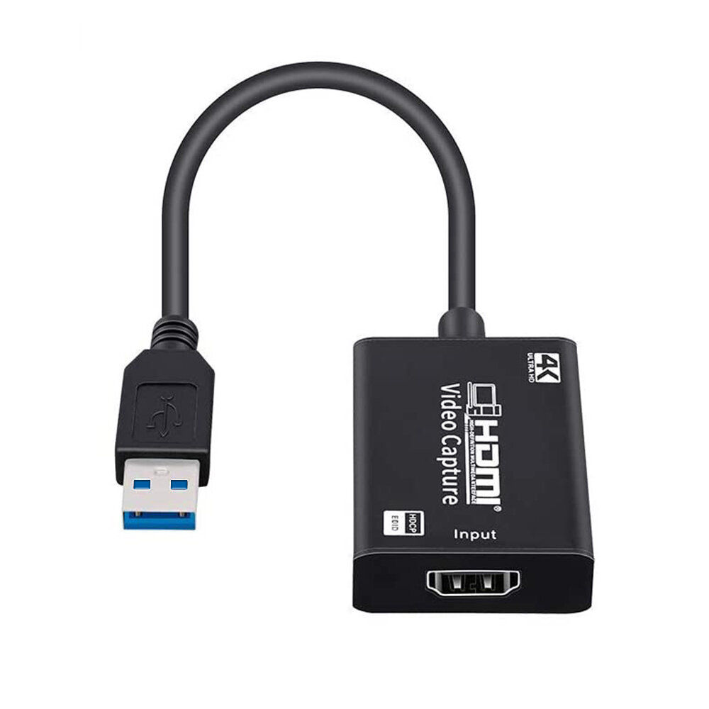 Карта захвата USB Видеозахват Портабельный Адаптер Захвата Игр Потоковая передача в реальном времени Синхронный Вывод Аудио и Видео 1080P30Hz Черный