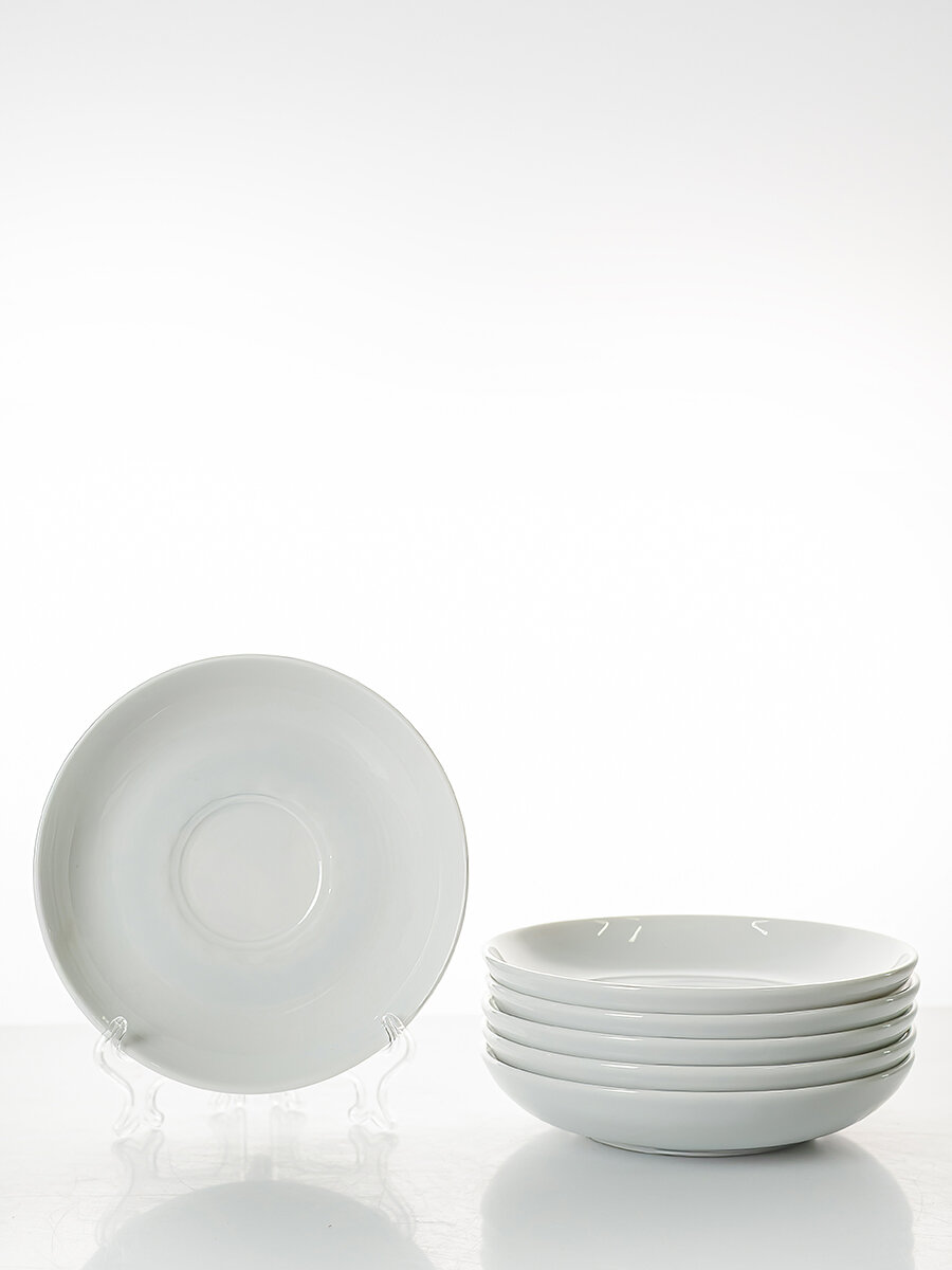 Набор фарфоровых блюдец 150 мм ф.651 белое 6 шт, Добрушский фарфоровый завод