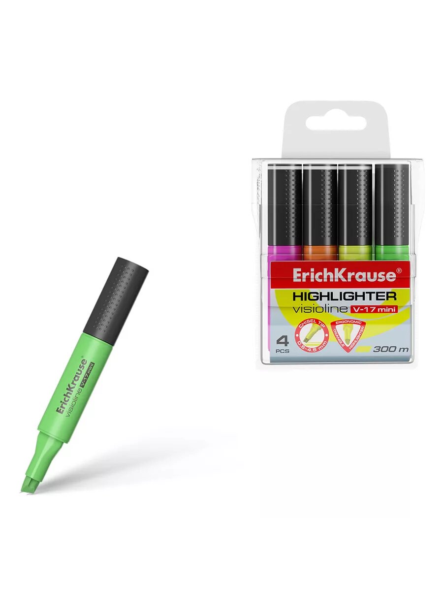 Набор из 4 текстмаркеров Visioline V-17 Mini Neon