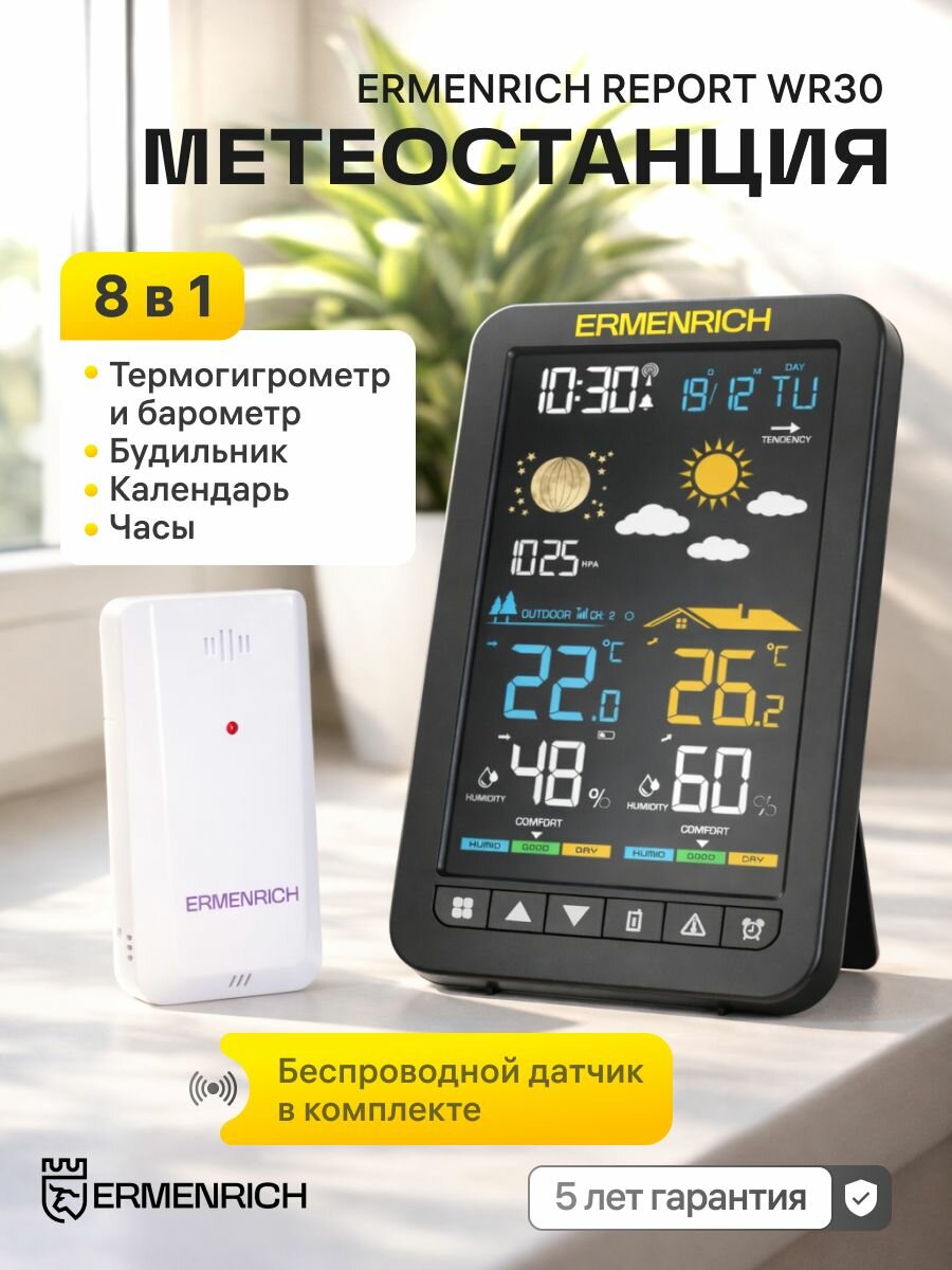 Метеостанция Ermenrich Report WR30 температура влажность