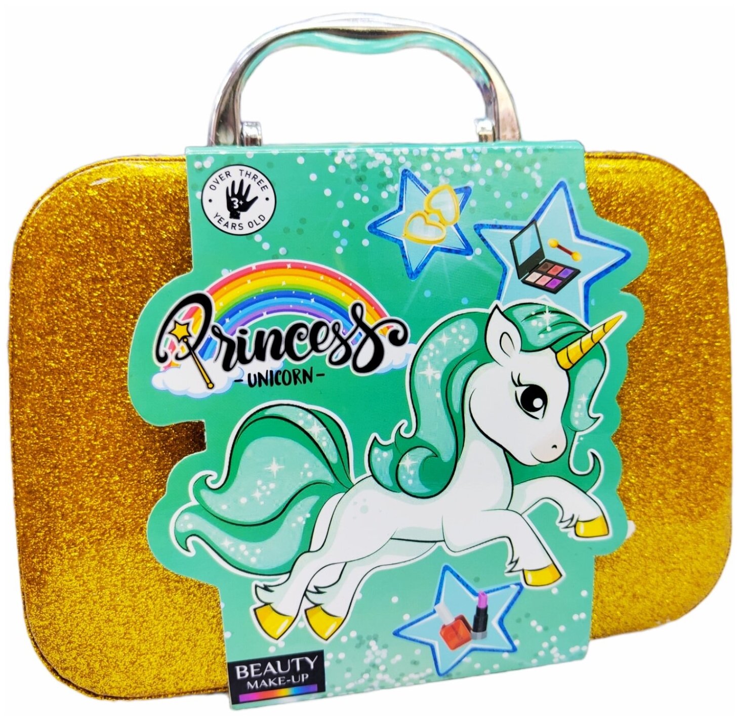 Набор детской косметики в чемоданчике 15 предметов золотой