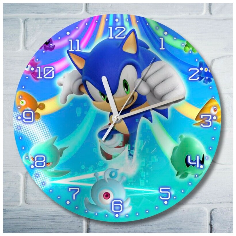 Настенные декоративные часы УФ с ярким рисунком, диаметр 28см игры Sonic Colours Ultimate (соник, PS, Xbox, PC, Switch) 5072