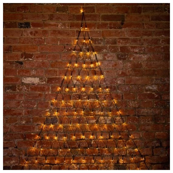 Светодиодная гирлянда Neon-night "Сеть" в форме треугольника 2х2х1.5 м, 8 режимов, 136 тепло-белых светодиодов, черный провод