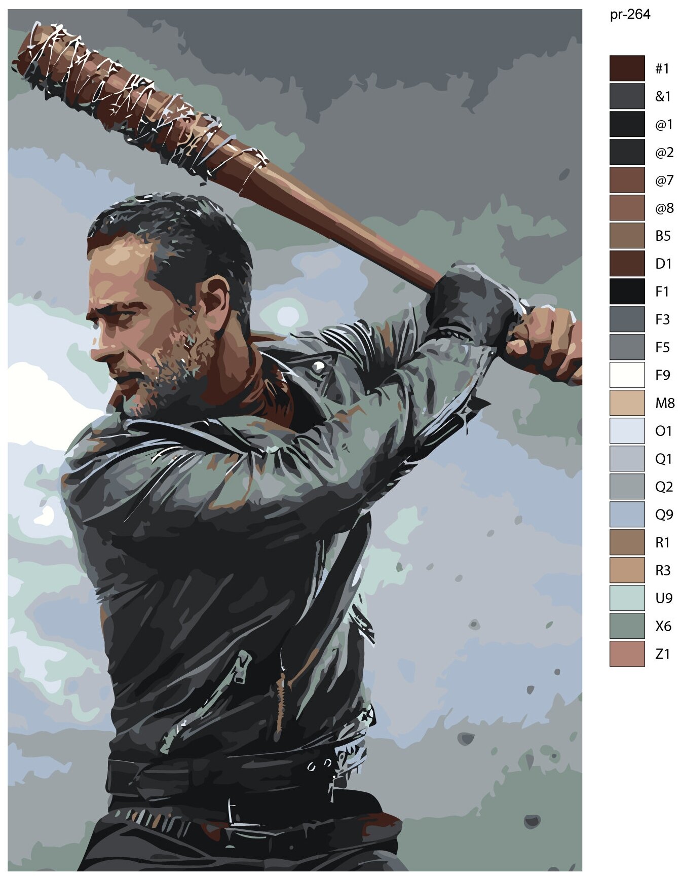 Картина по номерам, 40 x 60, IIIR-pr-264, ходячие мертвецы, бита, брутальный, "Живопись по номерам", набор для раскрашивания, раскраска