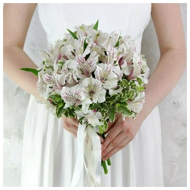 Букет Букет Маркет "Букет невесты", альстромерии, питтоспорум, на стеблях, сборка