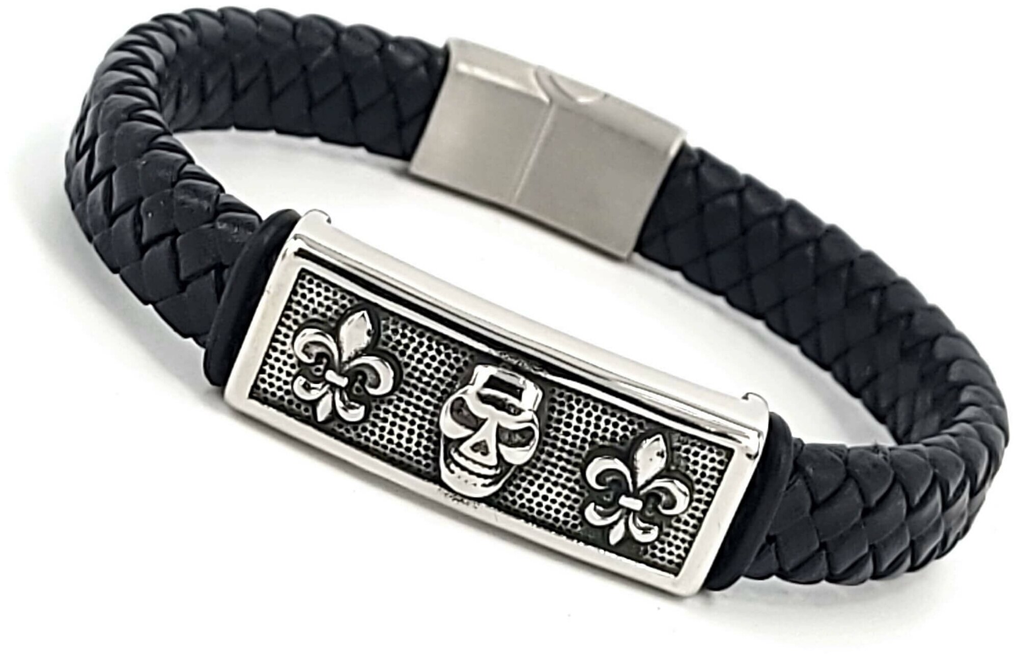 Плетеный браслет, кожа