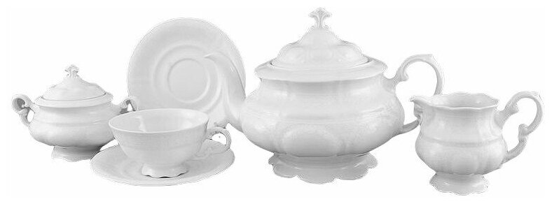 Чайный сервиз на 6 персон Leander Соната "Белые узоры" 15 предметов
